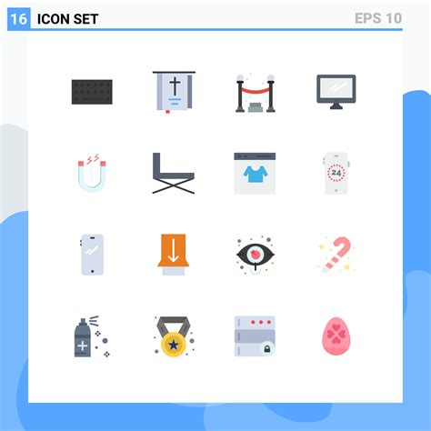 User Interface Flat Color Pack Of Modern Signs And Symbols Of Attract Pc Queue Imac Monitor