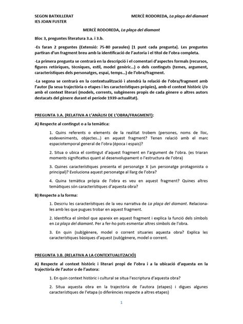 Dossier Alu La PlaÃ A Del Diamant Pdf