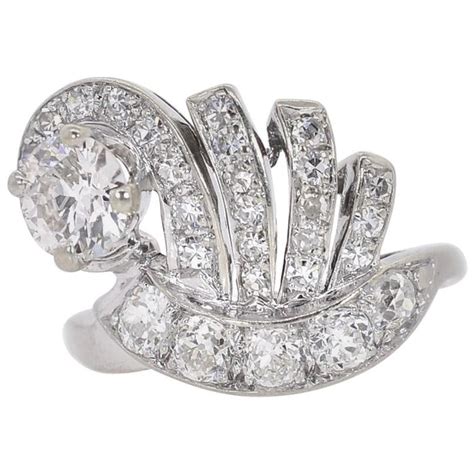 Vintage 178 Carat Old Cut Diamonds Cocktail Ring For Sale At 1stdibs