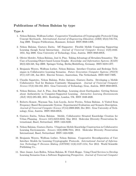 Publications Of Nelson Baloian By Type