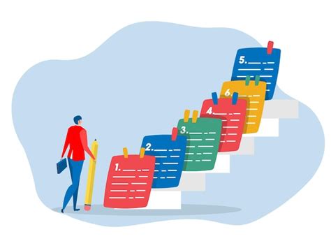 Premium Vector Businessman Planing With Pencilcategorized Sticky Notes Work For Project Management
