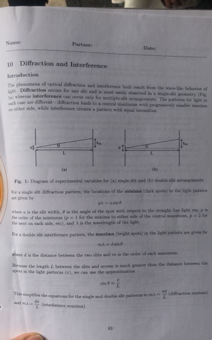 solved name partner date 10 diffraction and interference