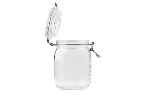 흰색 배경에 격리 된 캡이있는 빈 유리 항아리 디자인 및 아트워크용 클리핑 경로 사용할 준비가 되었습니다 건강관리와 의술에 대한 스톡 사진 및 기타 이미지 Istock