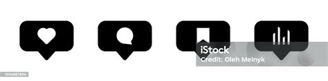 소셜 미디어 상호 작용 버튼이 설정되었습니다 소셜 미디어 인터페이스 버튼 좋아요 댓글 저장 및 통계 아이콘 벡터 Brand Name Online Messaging