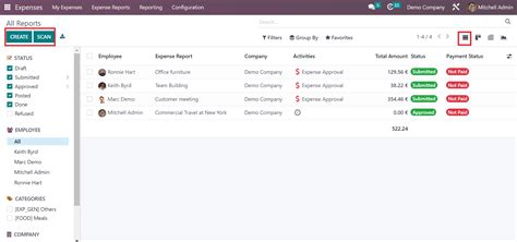 Expense Reports In Odoo Expenses App Odoo V Enterprise Edition Book
