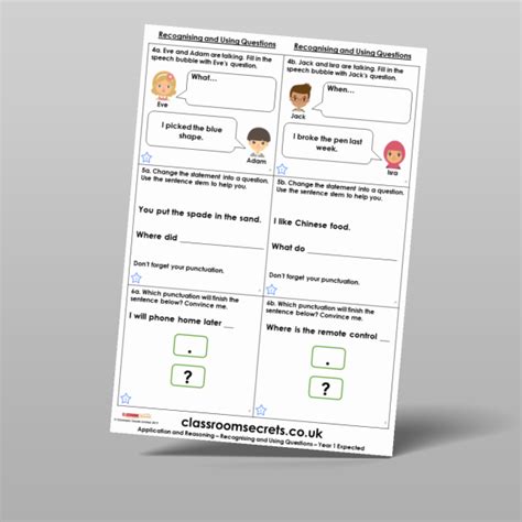Year 1 Recognising And Using Questions Application And Reasoning