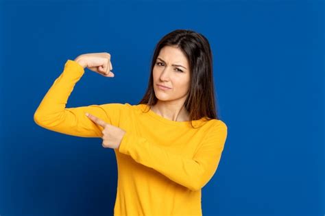 Premium Photo Attractive Brunette Girl In Studio