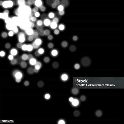 보케 효과가 있는 백색광 배경 검은 배경에 은색 반짝이는 조명 축제 휴일 반짝이는 고급 배경 추상 벡터 일러스트 레이 션 검정색 배경에 대한 스톡 벡터 아트 및 기타 이미지