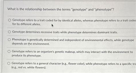 Solved What Is The Relationship Between The Terms Genotype