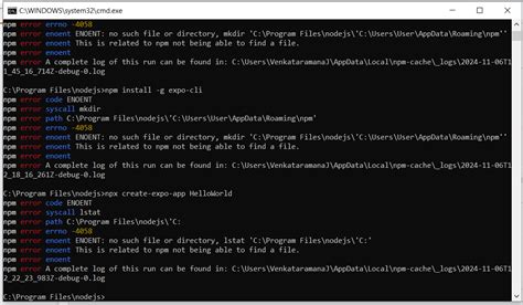 Getting The Issue While Creating The Project By Using React Native Expo ENOENT No Such File Or