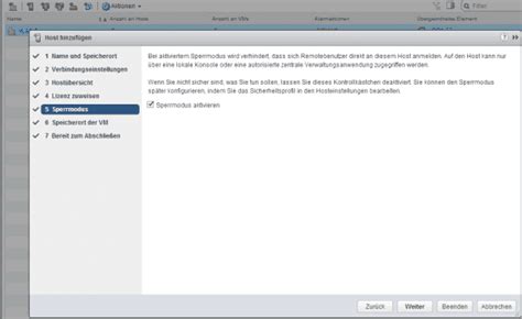 Esxi Hosts Zu Vcenter Hinzufügen Sperrmodus Aktivieren Windowspro