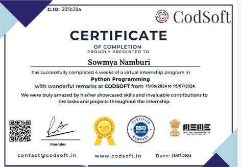 Sowmya Namburi On Linkedin Certificateofcompletion Coding Python