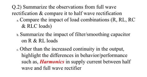 Solved Q2 Summarize The Observations From Full Wave