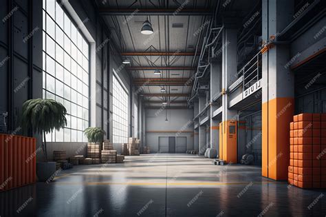 대형 물류창고 내부 Ai Generative 무료 사진