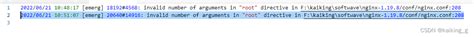 启动nginx报错：invalid Number Of Arguments In “root“ Directive In，是文件路径书写问题