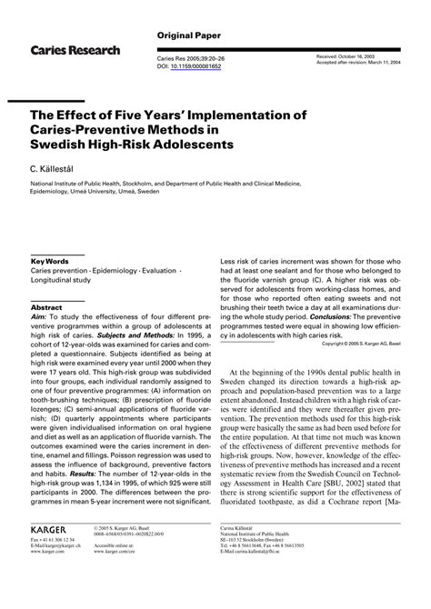 Pdf The Effect Of Five Years Implementation Of Caries Preventive Methods In Swedish High Risk