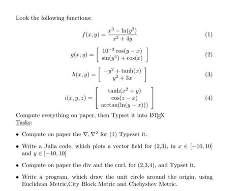 Look The Following Functions Chegg