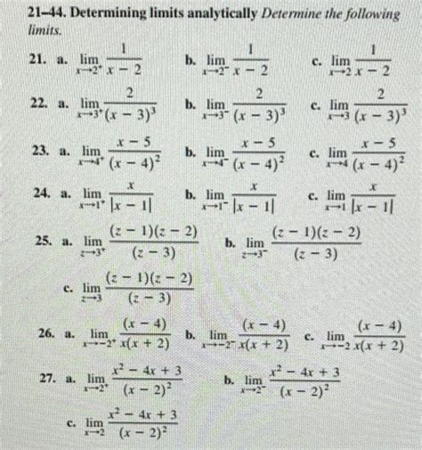 solved 21 23 25 27 only with steps determining limits