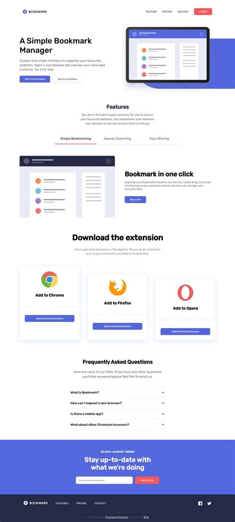 Frontend Mentor Bookmark Landing Page Html Css Angular Coding Challenge Solution