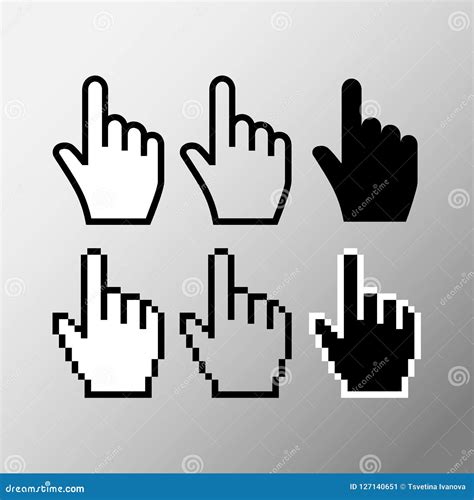 Hand Mouse Cursor Icon Pointer Hand Cursor Icons Black White And Transparent Pixelated Vector