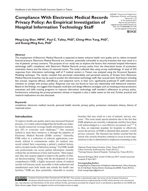 Pdf Compliance With Electronic Medical Records Privacy Policy An Empirical Investigation Of