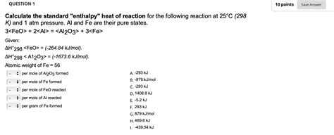 Solved Calculate The Standard Enthalpy Heat Of Reaction Chegg