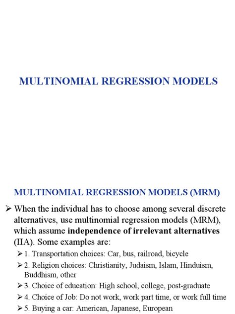 Week11 Multinomial Pdf Logistic Regression Dummy Variable