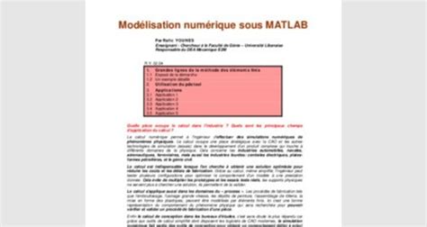 Cours Mod Lisation Num Rique Sous Matlab Cours Matlab