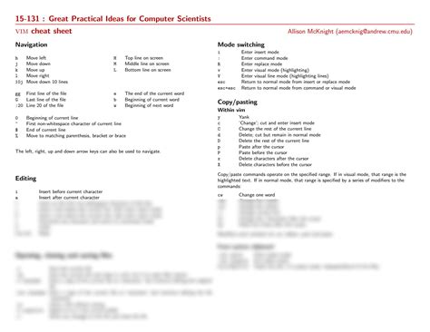 SOLUTION Vim Cheatsheet Studypool