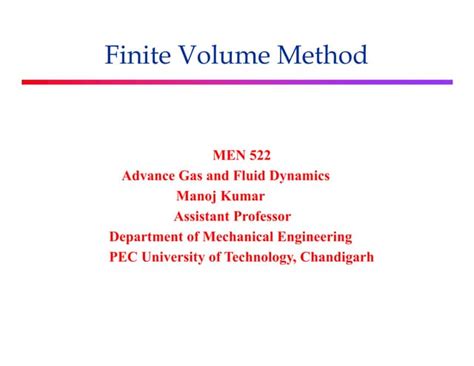 Finite Volume Method For Computational Fluid Dynamics Ppt