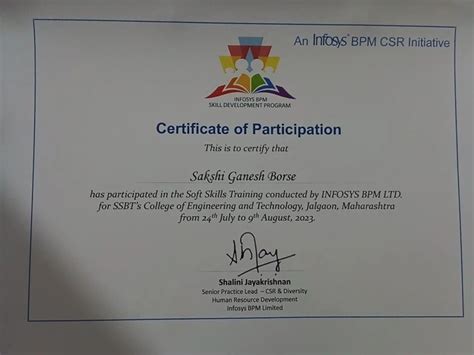 Sakshi Borse On Linkedin Infosys Infosysspringboard Softskillstraining Infosysbpm