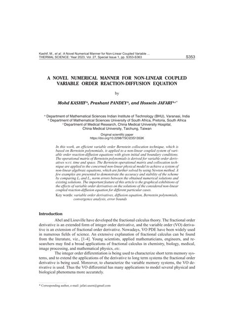 pdf a novel numerical manner for non linear coupled variable order
