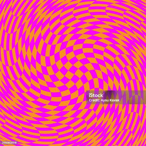 Distorted Chess Board Background Visual Chequered Illusion Dizzy Psychedelic Pattern With Warped