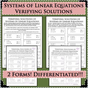 SYSTEMS OF LINEAR EQUATIONS SOLUTIONS Differentiated Forms TpT