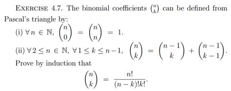 Solved EXERCISE The Binomial Coefficients N Can Be Chegg