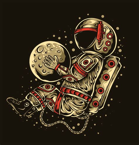 Illustration Vector Astronaut Holding The Moon Vector Art At Vecteezy