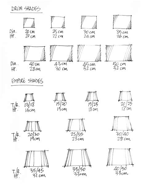 Lampshade Size Chart Ministry Of Handmade