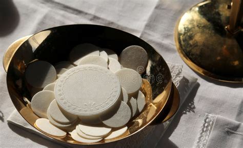 Hosts During The Catholic Mass Symbolizing The Body Of Christ Offered