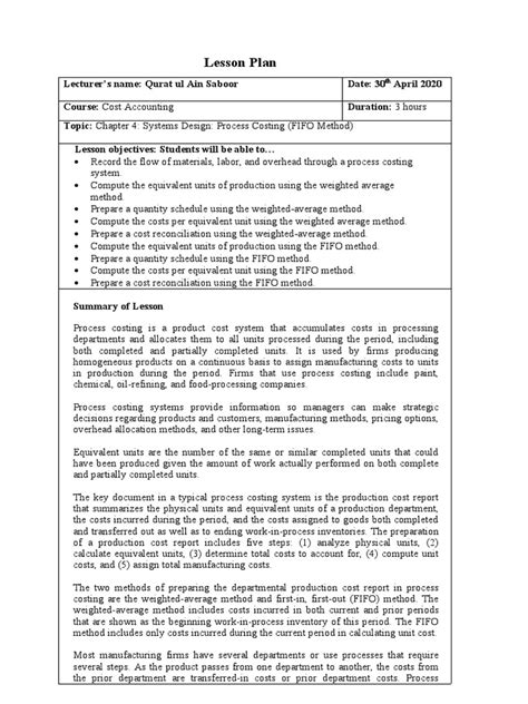 chapter 4 systems design process costing pdf cost of goods sold