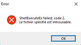 Bug ShellExecuteEx Failed Code Error Message When Installing