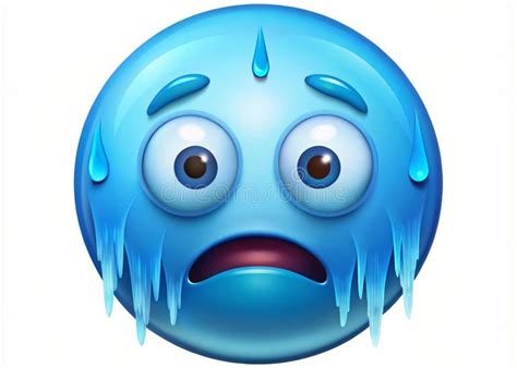 A Blue Emoji Face With Icicles Representing Extreme Cold Or Feeling