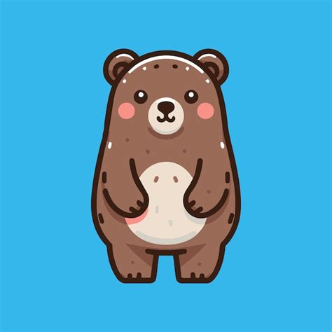 Cute Bear Sitting Cartoon Vector Premium Vector