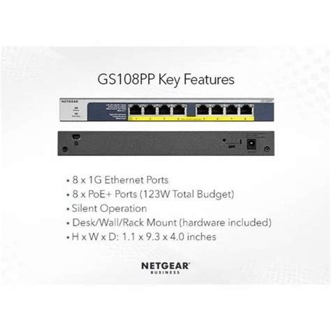 Netgear Gs108pp 8 Port Gigabit Ethernet High Power Poe Plus Unmanaged Switch At ₹ 8000 Piece