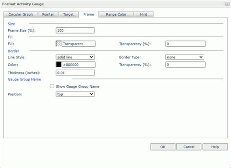 Format Activity Gauge Dialog Box Properties