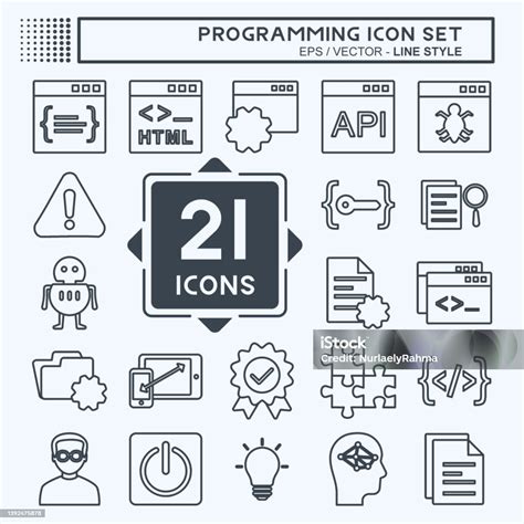 Jeu Dicônes De Programmation Convient Pour Le Symbole De Programmation Style De Ligne Conception