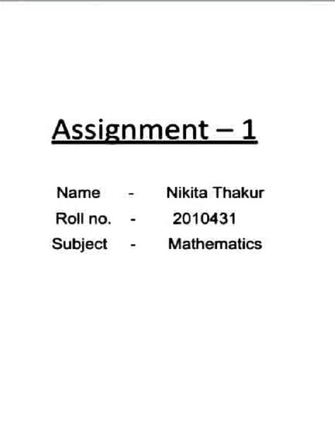 Mathematics Assignment 1 Pdf