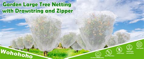 Wohohoho 2pcs 8 X 8ft Large Fruits Tree Netting Insect Bird Barrier Tree Net With