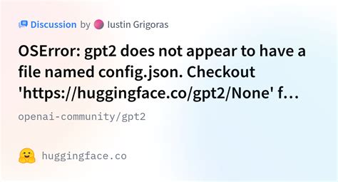 Openai Communitygpt2 · Oserror Gpt2 Does Not Appear To Have A File