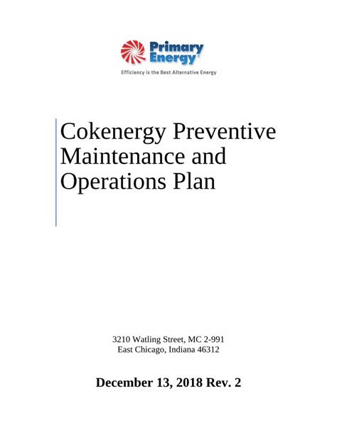 PDF Cokenergy Preventive Maintenance And Operations Plan RCFA Root Cause Failure Analysis