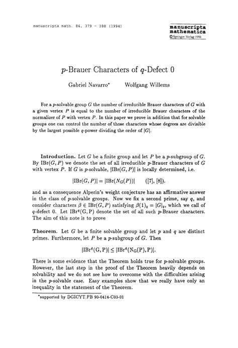 pdf p brauer characters ofq defect 0